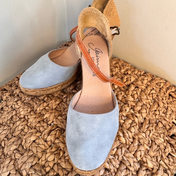 Gaimo | Shoes | Espadrille Wedge Sandals Light Blue Suede | Poshmark